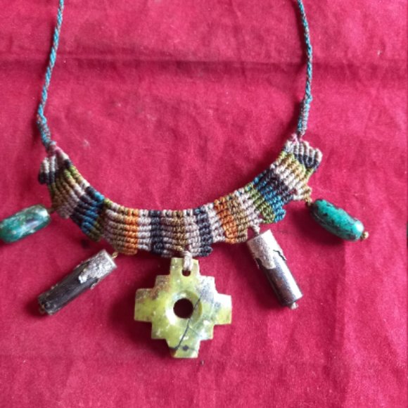 Jewelry | Peruvian Necklace Woven In Macrame Thread And Natural Stone ...
